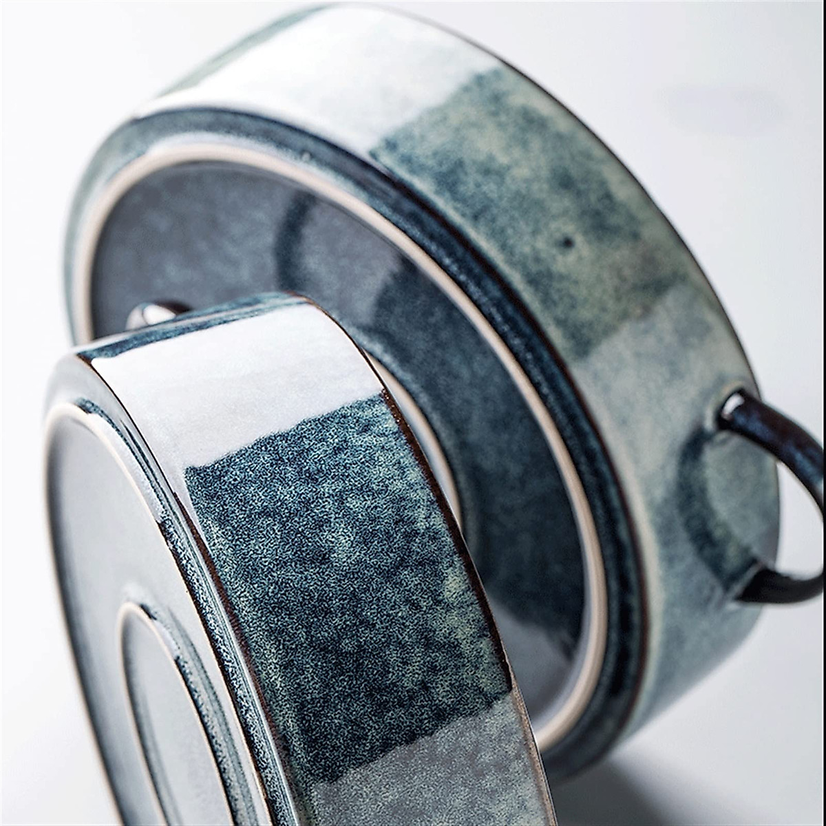 WAOCEO Dinner plate Dinner Plate Chinese Creative Ceramic Plate Household Double Ear Handle Large Bowl Plate Round Porcelain Dinner Plates Dishes Plates (Color : B)