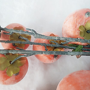 Junzixiao Artificial Persimmon Tree Branches Fake Fruit Home Wedding Decor Artificial Flowers Garden Hotel Office Home Farmhouse Decor One Branch per Pack (Orange, 35.43)