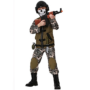 Kids Camo Trooper Costume Tactical Vest Camouflage Army Bundle w/Gloves