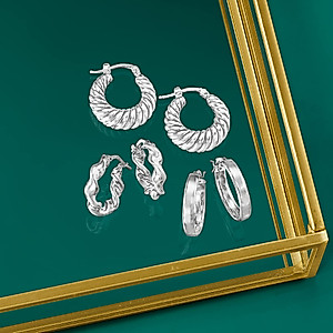 Ross-Simons Italian Sterling Silver Jewelry Set: 3 Pairs Of Hoop Earrings