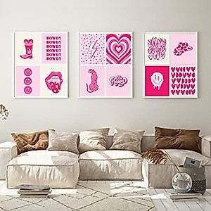 Woonkit 12 set Preppy Room Decor Aesthetic, Hot Pink Stuff, College Dorm Room Decor, Trendy Cute Bedroom Home Office Living Room Posters, Teen Girl Wall Art Prints, Wall Collage Kit, Preppy Hot Pink Pictures (B - PREPPY PINK)