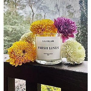 LILI BLAIR Candles | Luxury Scented Candle | Premium Jar Candle | Long Lasting | All-Natural Soy Wax | Highly Scented with Fragrances | Hand Poured in USA (Fresh Linen)