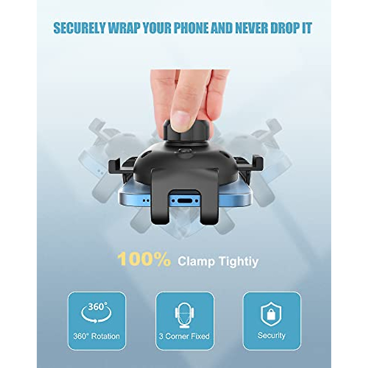 Phone Mount for Car【Big Rear Mirrors Friendly】 2023 New Rear View Mirror Phone Holder, Lighter 360 Rotatable and Retractable Car Phone Holder for Apple Samsung 4-7 Inch Mobiles & All Vehicles
