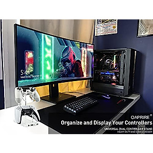 OAPRIRE Dual Controller Holder Gaming Accessories, Suitable for Almost All Controllers, Controller Stand for Xbox ONE PS4 PS5 STEAM PC (Crystal Clear)