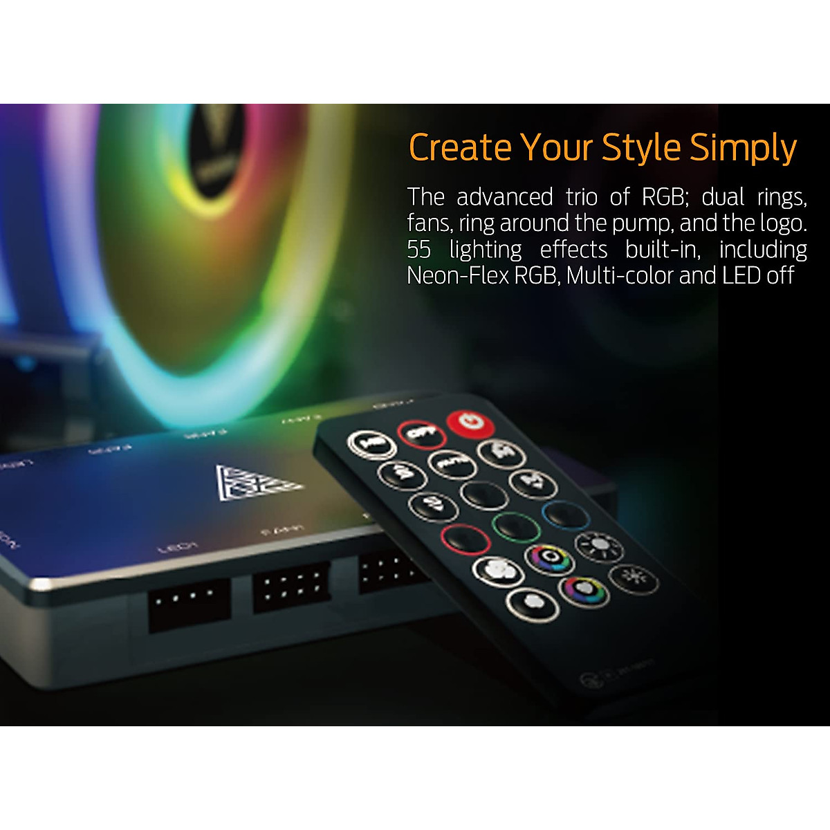 Gamdias CPU Liquid Cooler 240mm RGB for Gaming PC, Computers with 2 PWM Dual Ring RGB Fans, AIO Lighting Cooling Kit, All-in-One CPU Water Cooler with Radiator, Remote and Hub