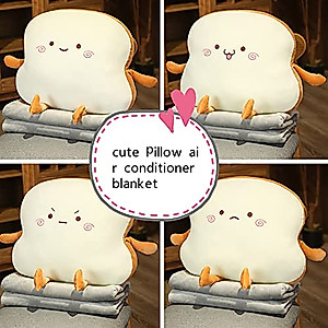 Toast Bread Pillow Dual-use Three-in-one Pillow Blanket Toast Sofa Cushion Home Decoration (Smile)
