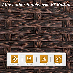 SUNVIVI OUTDOOR 7 Piece Patio Sectional Sofa Outdoor All Weather Brown PE Wicker Furniture Set, Paito Conversation Sofa Set with Glass Table, Removable Beige Cushions