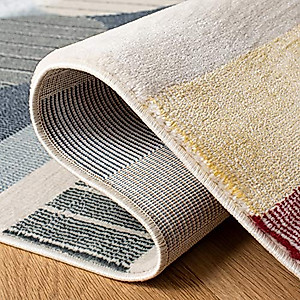 SAFAVIEH Orwell Collection 5'3" x 7'7" Blue/Yellow ORW367M Mid-Century Modern Deco Non-Shedding Living Room Bedroom Area Rug