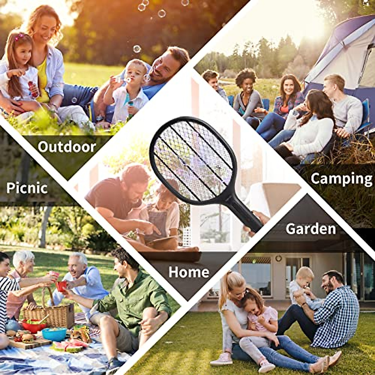 Night Cat Electric Fly Swatter Racket Bug Zapper Indoor Mosquito Killer USB Rechargeable Lightweight Double Layers Protection