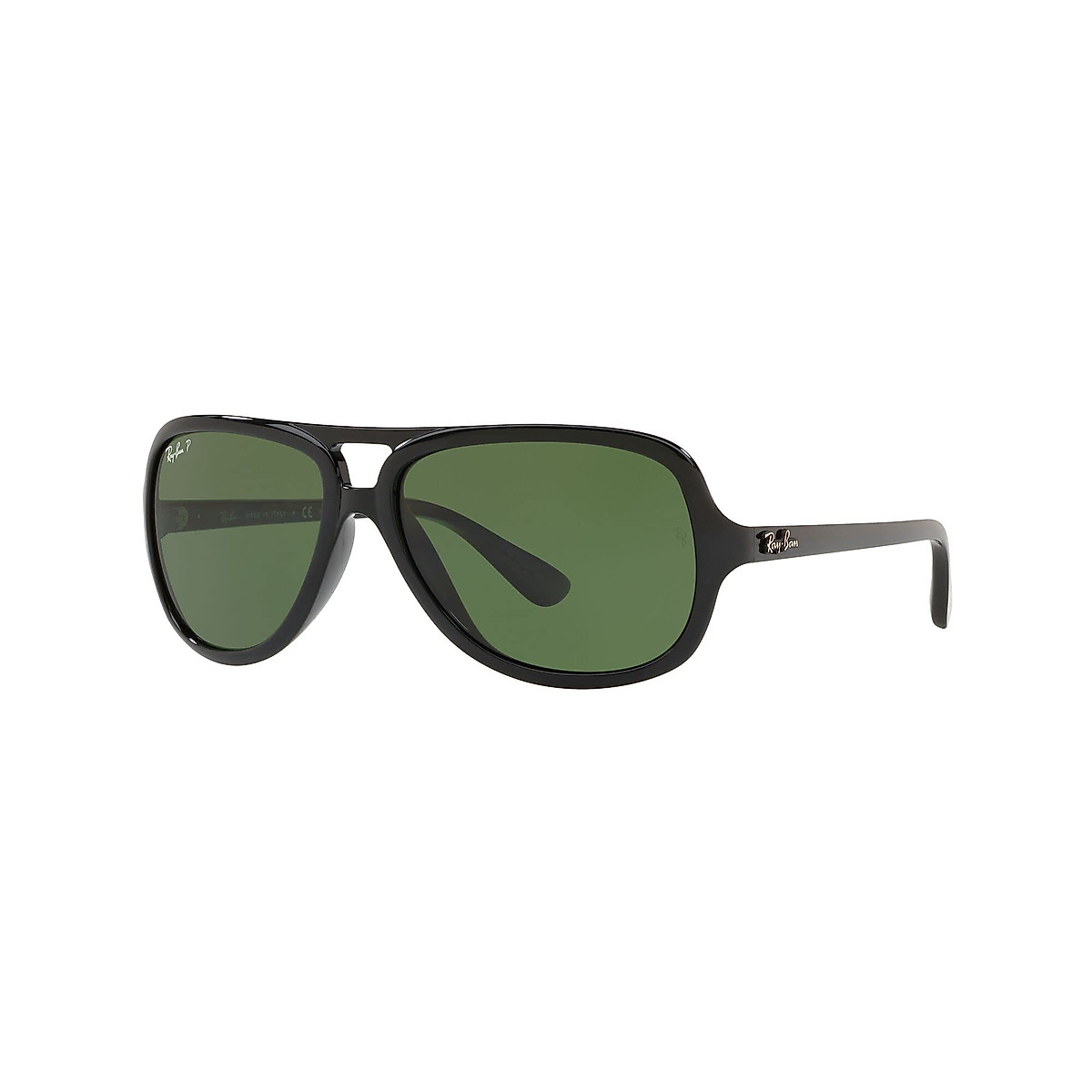 Ray-Ban RB4162 Aviator Sunglasses, Black/Polarized Green, 59 mm
