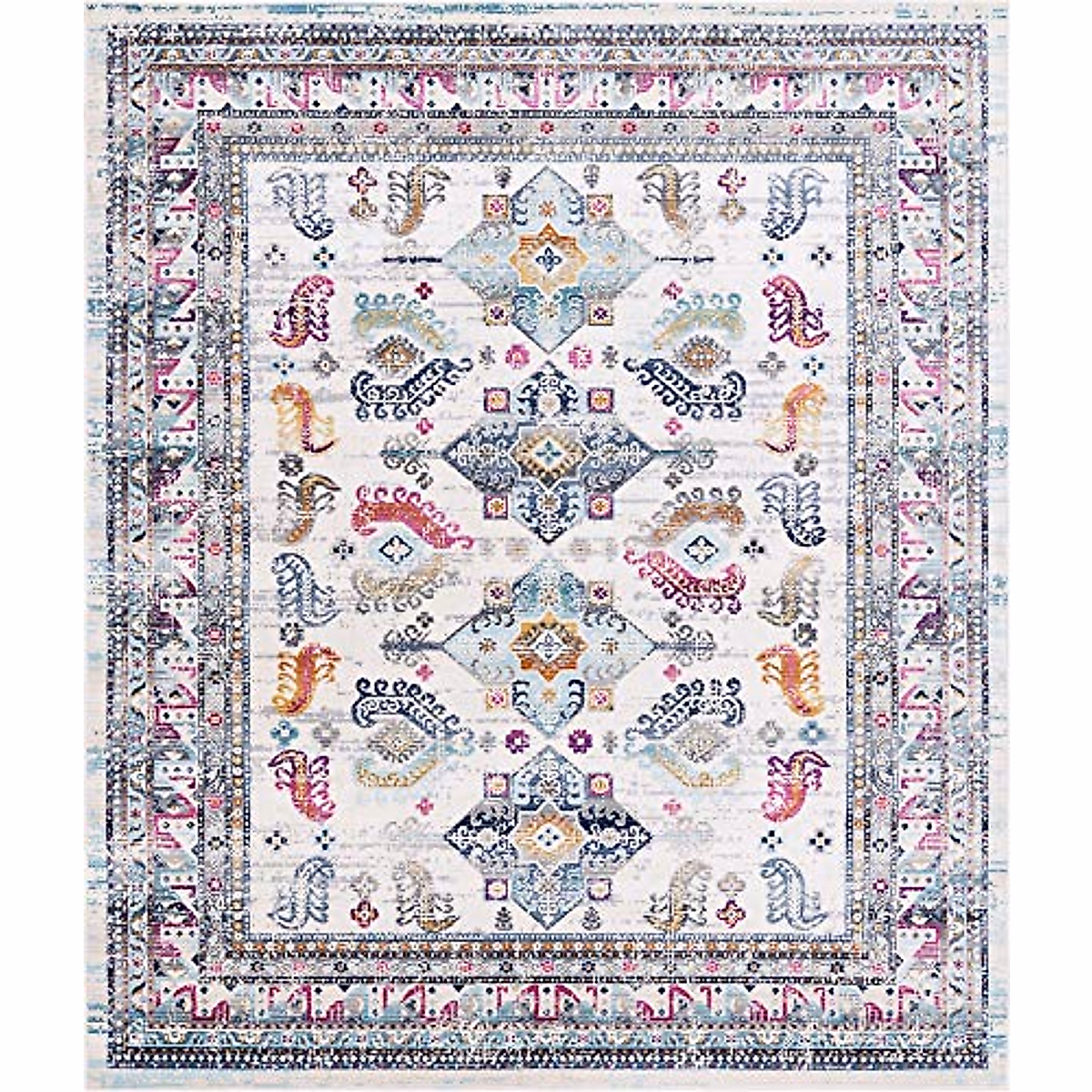 Rugs.com Budapest Collection Area Rug – 8' x 10' Multi Low-Pile Rug Perfect for Living Rooms, Large Dining Rooms, Open Floorplans