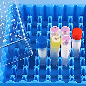 Scienfocus lab Cryogenic Storage Box - PC Cryogenic Boxes，Blue/81-Well,for 0.5, 1.5 and 2.0mL Cryotubes (Pack of 1)