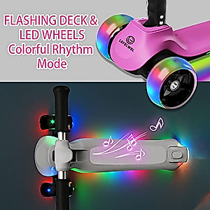 Kids Electric Scooter, 3 Wheel Electric Scooter for Toddlers Boys Girls, Flashing LED Deck & Wheels, 3 Adjustable Height, Lean-to Steer Design, Foldable Scooter for Kids Ages 3-9 Unique Gift (Pink)