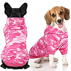 AOFITEE Camo Dog Hoodie Coat Warm Dog Shirts Vest, Camouflage Pet T-Shirt Sweatshirts with Pocket, Cozy Puppy Pollover Pajamas Dog Cold Weather Clothes Apparel for Small Medium and Large Dog