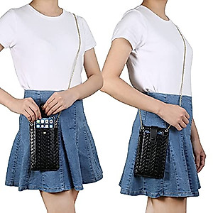 YICHEEY Cell Phone Purse Wallet Small Crossbody Bags for Women Mini Shoulder Bag with Card Slot (Black)