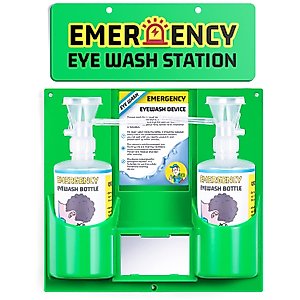 Frifreego Eye Wash Station Portable Eye Wash Kit for Emergency, Emergency Eye Wash Station with Two Bottles of 16 Ounce, Wall Mount Eyewash kit with Mirror & Emergency Sign, Personal Use, No Liquid