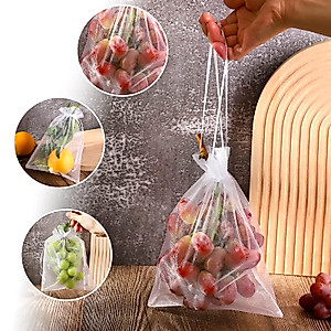 WenTao 50pcs Fruit Protection Bags 6x9 inch, White Mesh Drawstring Netting Cover Bags for Grapes, Mango, Fruit Trees, Vegetables - Pest Barrier and Fruit Protectors for Garden and Plant Fruit Flower