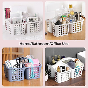 LAIGOO Portable Shower Caddy Basket Utility Caddy Tote, Bathroom Caddy Bucket with Handle for Shower Cleaning Products and Organizing, White