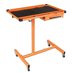Aain LT18 Heavy Duty Adjustable Work Table with Drawer for Mechanic,220lbs Capacity Rolling Tool Tray Table with Wheels Orange