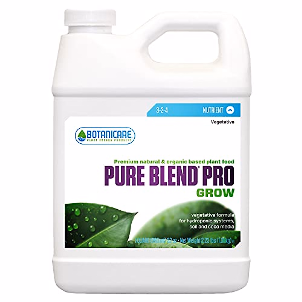 Botanicare Pure Blend Pro Grow, Nutrient, 3-2-4, 1 qt.
