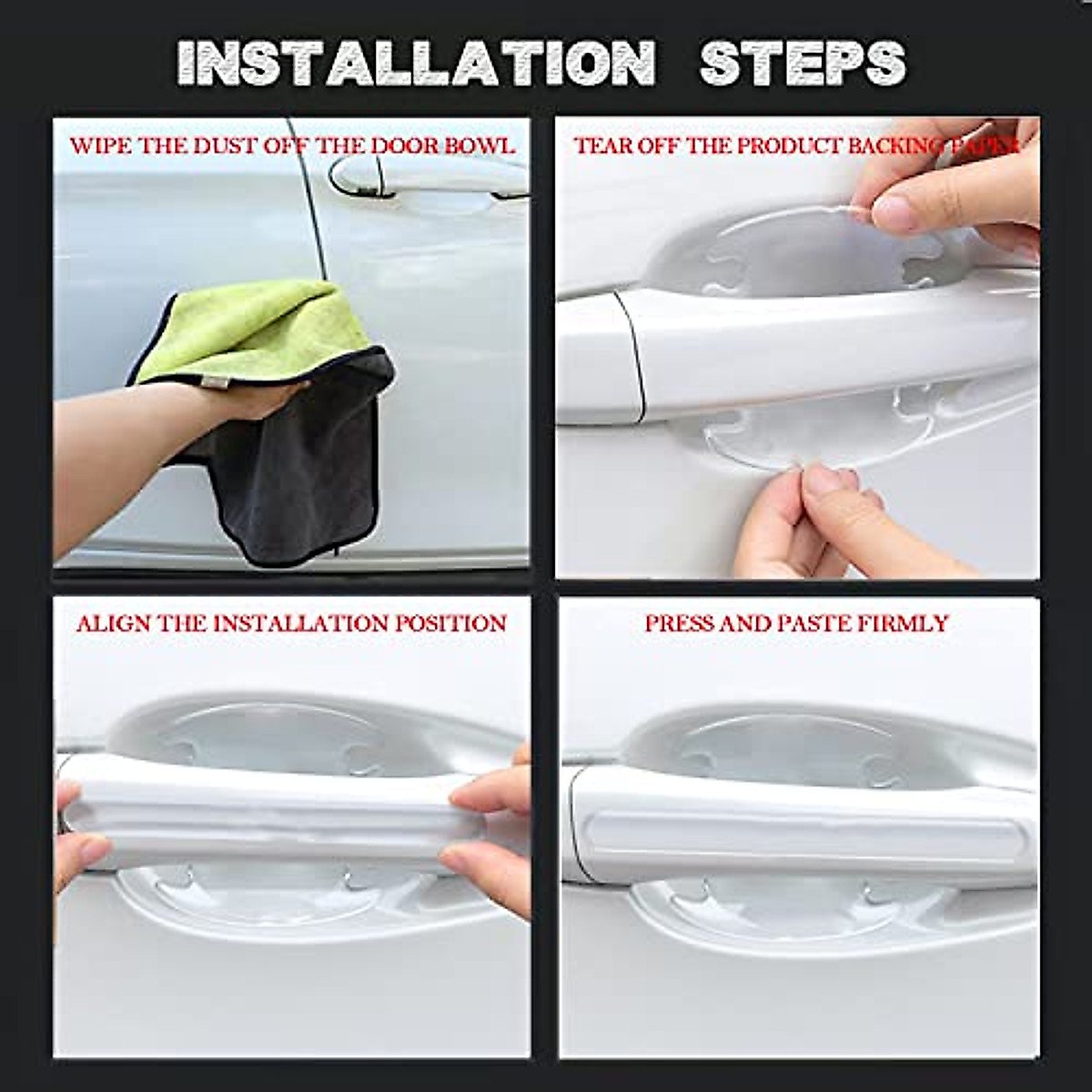 Grafken 8Pcs 3D Transparent car Door Handle Stickers Door Bowl Scratch Protector, Universal Waterproof Anti-Scratch Paint white m Grafken-doorsticker 0