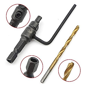 Rowiz 5Pcs Countersink Drill Bits, 1/4 Inch Hex Shank HSS Countersink Drill Bit Set, 5#6#8#10#12 Wood Drill bit with Allen Wrench Tool Set