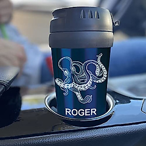 LaserGram 16oz Coffee Travel Mug, Jet Airplane, Personalized Engraving Included (Dark Blue)