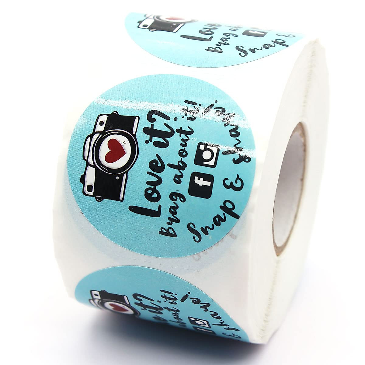 Snap and Share Stickers Small Business,Love it Snap Share Stickers,Leave a Review Stickers,Blue Small Business Stickers 500 Labels Per Roll