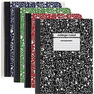 Staples Assorted Colors Composition Book ~ College Ruled 9 ¾ in X 7 ½ in (4 Pack)