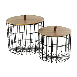 Deco 79 Contemporary Metal Storage Basket, 2 PIECES CONVENIENTLY SIZED, Brown