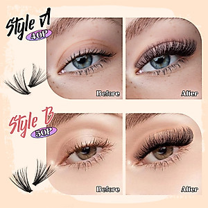 Lash Extension Kit 240PCS Individual Lashes 40D 50D 9-16MM Eyelash Extension Kit with Bond and Seal and Lash Remover and Applicators Lash Clusters Kit DIY at Home by wtvane (Kit-40D+50D-0.07D-9-16MIX)