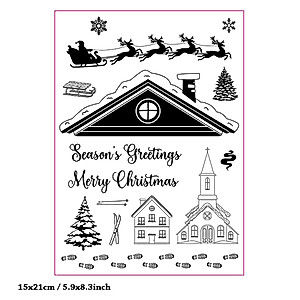 NZJ Merry Christmas Season Greetings Clear Stamp Background Transparent Silicone Stamp Rubber Stamp for Scrapbook Journal Card Making