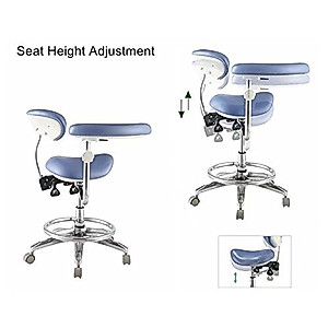 BoNew Deluxe Dental Saddle Chair Medical Stool PU Leather High Density Height Adjustable