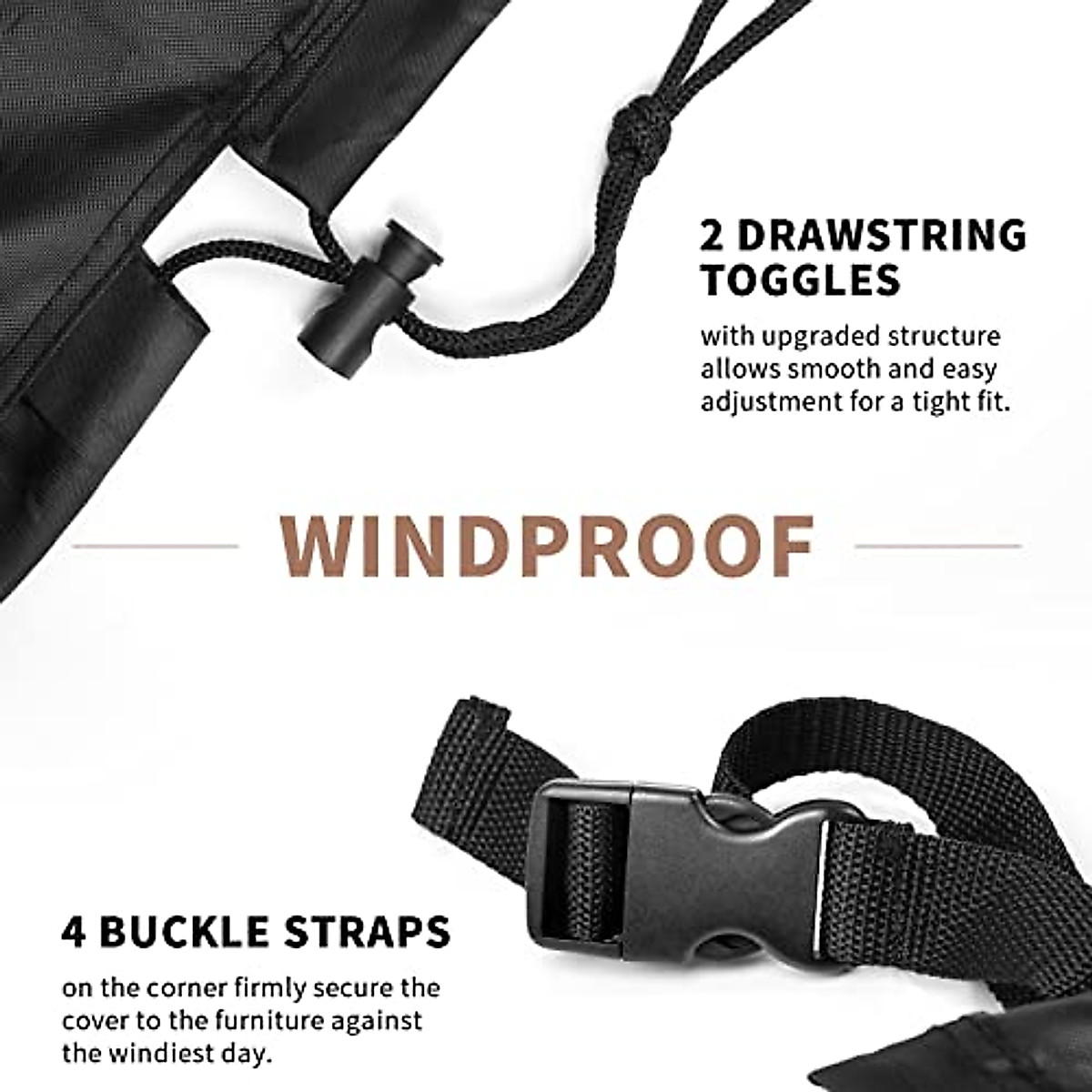 Outdoor Furniture Cover Waterproof, Patio Furniture Covers for Outdoor Table and Chair Set, Heavy Duty 600D Conversation Set Covers, Outside Dining Set Cover 126" L x 63" W x 28" H