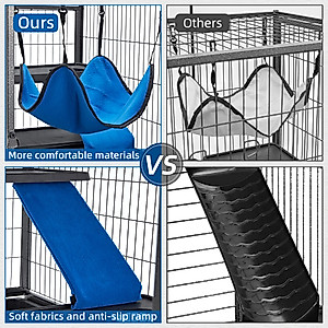 HABUTWAY 45''H Metal Small Animal Cages, Rolling Chinchilla Cage with Removable Ramps, Lagre Critter Nation Cage for Chinchillas/Guinea Pigs/Rabbit, Ferret Cages with Hammock & 4 Tiers, Black