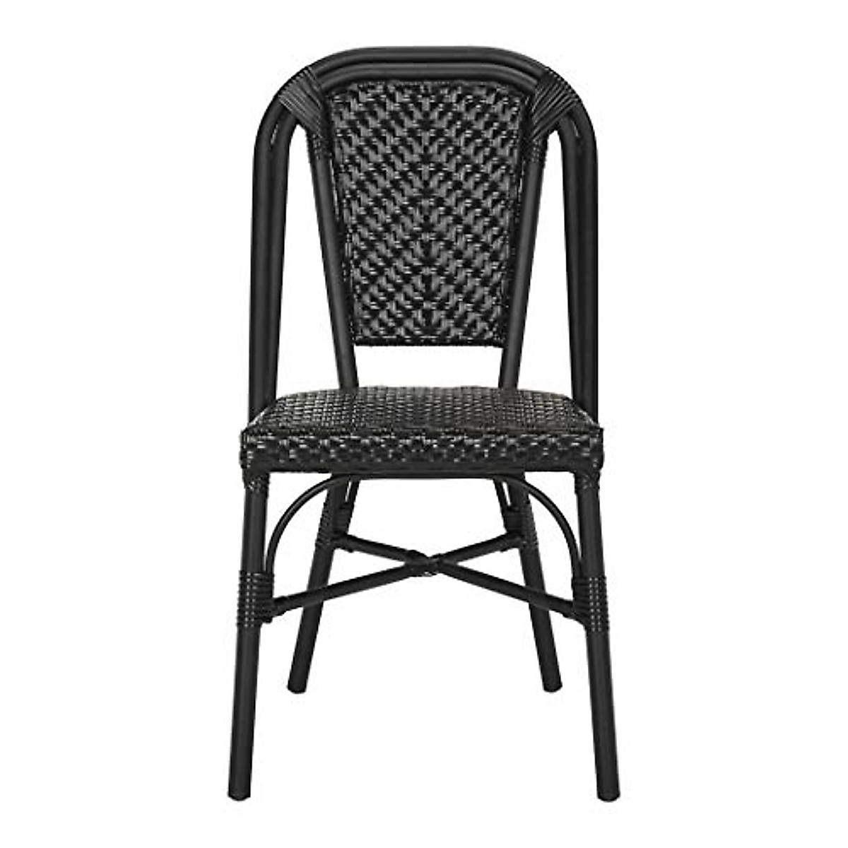 Safavieh PAT4013A-SET2 Outdoor Collection Daria Black Stacking Side Chair