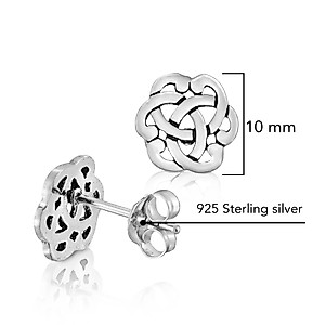 AeraVida Interlocking Celtic Knot Sterling Silver Stud Earrings for Women, 10mm, Small Earring, Tiny Earring