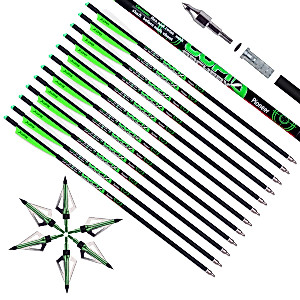 LWANO Crossbow Bolts 20 22 Inch Carbon Archery Arrows 12 Pack and 6 Pack Hunting Broadheads kit