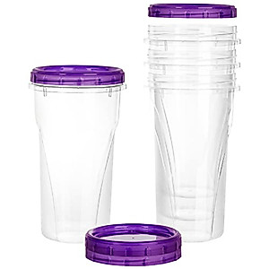 PLASTICPRO 48 Ounce Twist Top Deli Containers Clear bottom With Purple Top Twist on Lids Reusable, Stackable, Food Storage Freezer Container