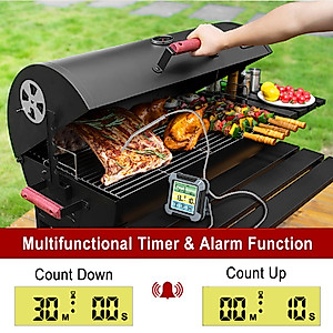 Digital Meat Thermometer for Cooking and Grilling, 2022 Upgraded Touchscreen BBQ Food Thermometer with Backlight and Kitchen Timer, Grill Temperature Probe Thermometer for Smoker, Barbecue, Oven