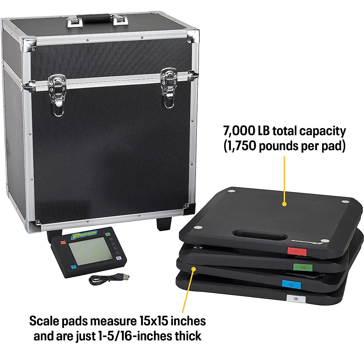 Speedway Motors Wireless Scales and Ramps Kit, 7000 LB Capacity, LCD Display, Accurate Weighing, Live Data Streaming, Portable Case, Ideal for Race & Track Use