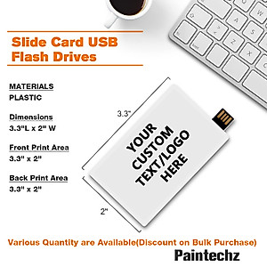 Paintechz Custom Credit Card USB Flash Drives 50 Pack, Personalized Logo Text Bulk - as Corporate Gifts and Promotional Giveaways - Customizable 8GB