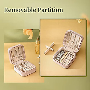 CASEGRACE Travel Jewelry Case, Plush Velvet Jewelry Box Small Jewelry Travel Organizer Display Rings Necklace Bracelet Earrings Storage Case for Women Girls, Pink