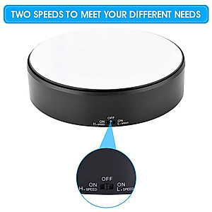 Rotating Display Stand, Speed Adjustable Electric 360° Turntable Display Holder Mirror Motorized Revolving Base Battery Powered for Displaying Jewelry Watch Digital Photography