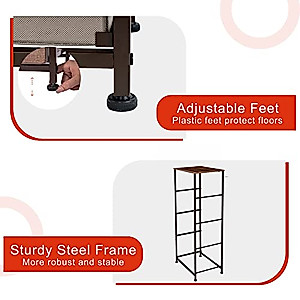 DHMAKER Vertical Dresser Storage Tower, Steel Frame, Wood Top, Easy Pull Textured Fabric Bins - Organizer Unit for Bedroom, Hallway, Entryway, Closets - 4 Drawers- CAMEL