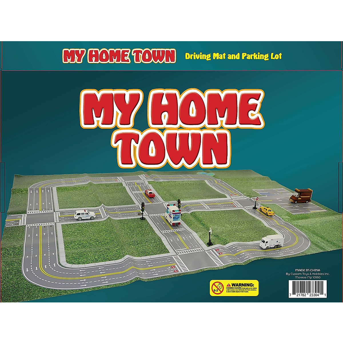 Drive N Learn Car Play Mat City Town and Parking Lot My Home Town” for Kids Toys Cars Matchbox Road Great Gift Idea for Boys Girls Ages 3 or Above 57 x 42 Inch Vinyl Plastic