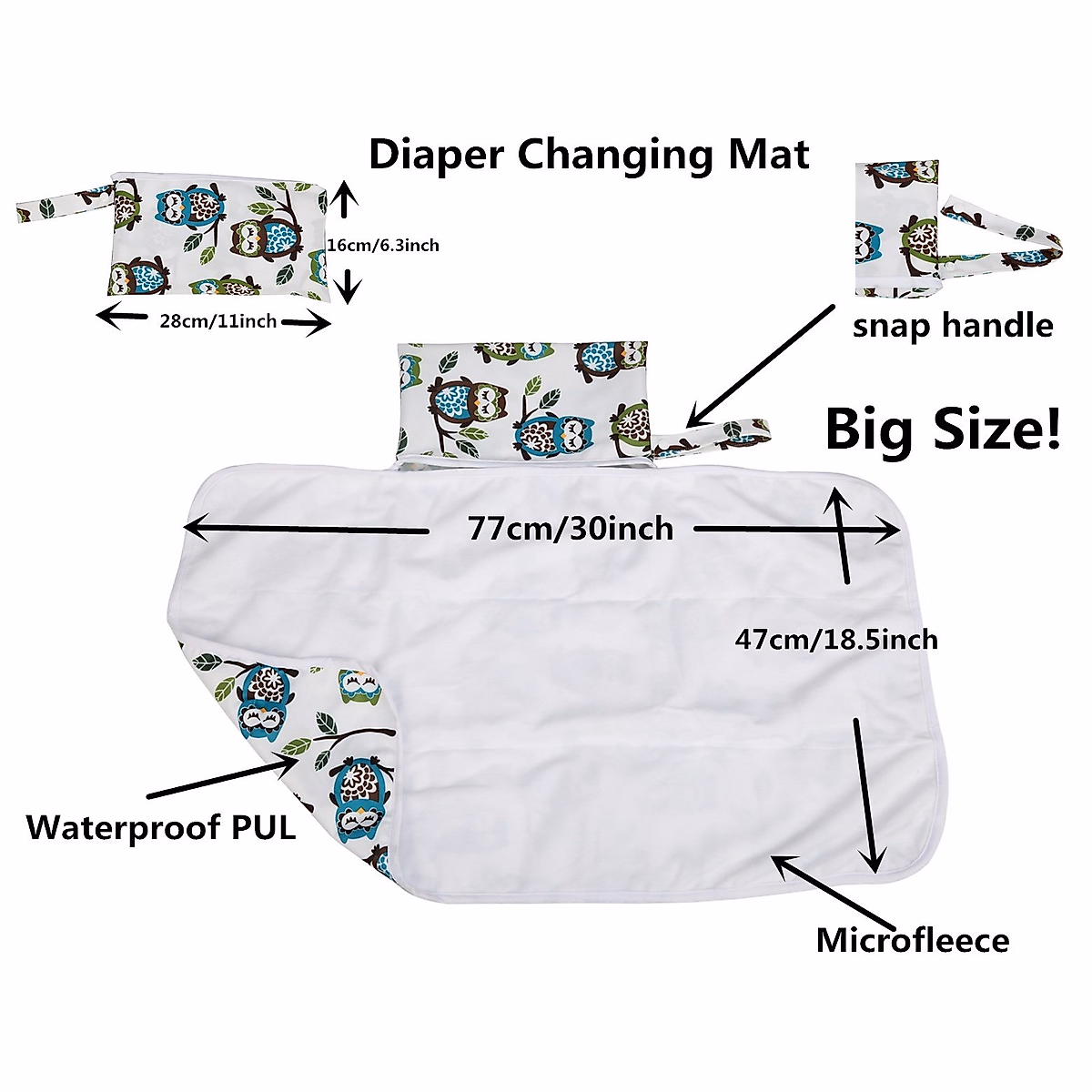 Sigzagor Baby Diaper Changing Mat Pad Portable Foldable Washable Compact Travel Nappy Waterproof Play Mat 30inx18.5in (Flamingo)