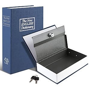 Tahoe trails Book Safe with Key Lock, Portable Metal Safe Box, Dictionary Diversion Book Safe,Secret Book Hidden Safe,9.5" x 6.1" x 2 .2" Navy Blue