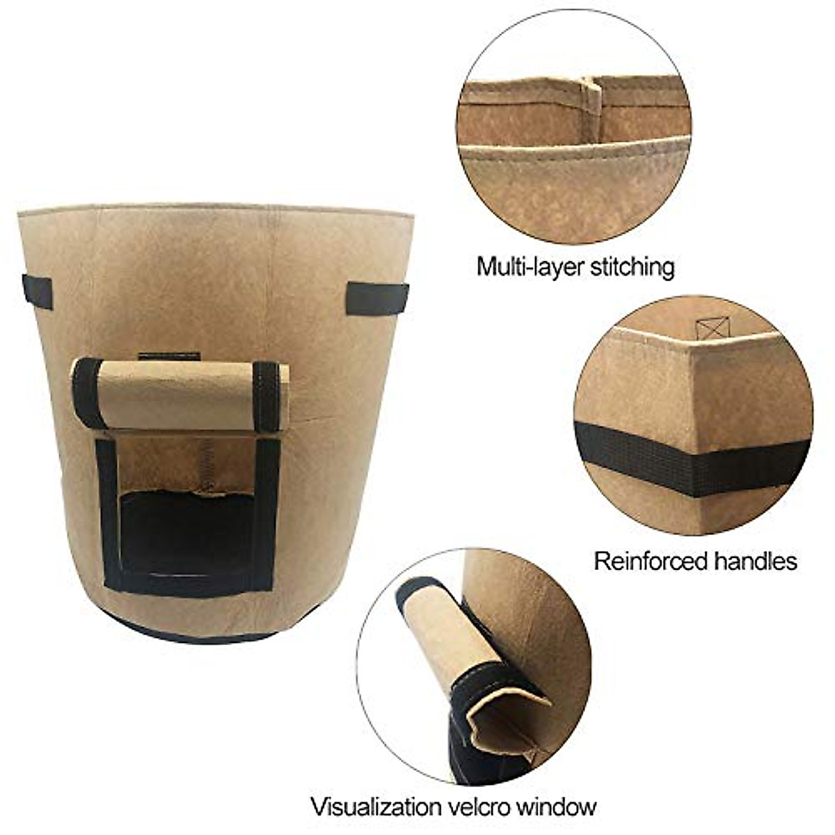 Nicheo 3 Pcs 6.5 Gallon Grow Bag Easy to Harvest Planter Pot with Flap and Handles Garden Planting Grow Bags for Potato Tomato and Other Vegetables Breathable Nonwoven Fabric Cloth