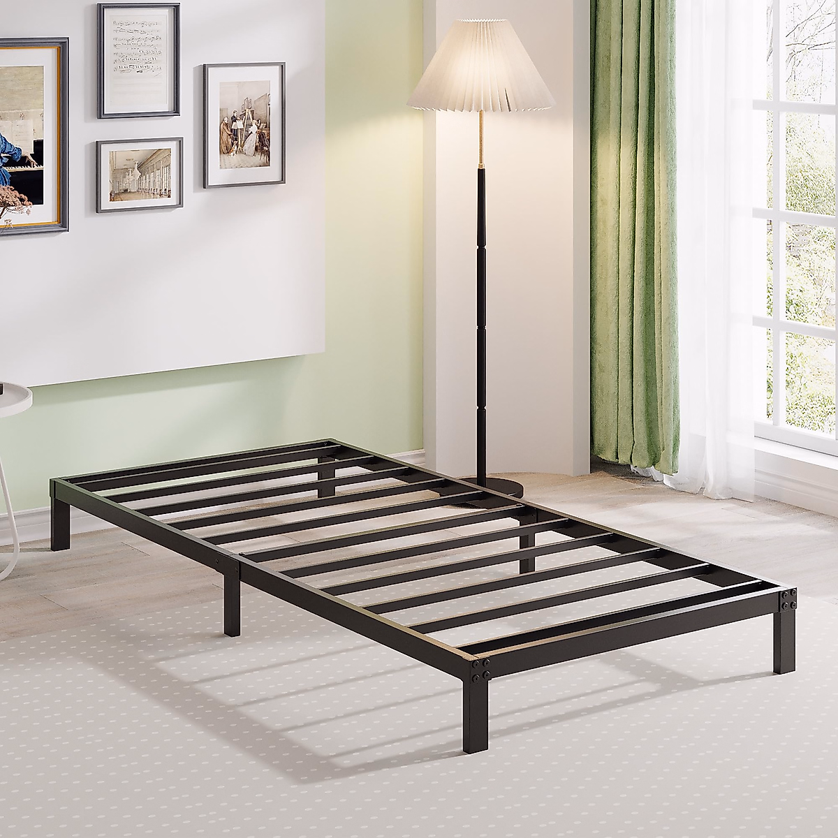 EMODA 6 Inch Twin Bed Frames No Box Spring Needed, Heavy Duty Metal Twin Platform Bed Frame, Noise Free, Easy Assembly, Black